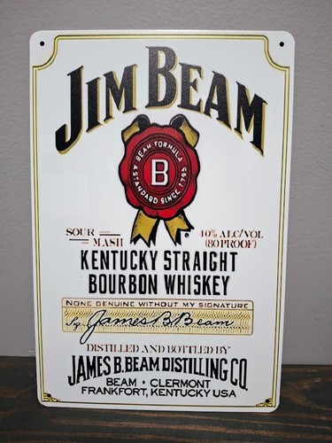 JIM BEAM KENTUCKY STRAIGHT BOURBON WHISKEY 12 x 8 inch Metal Sign | eBay