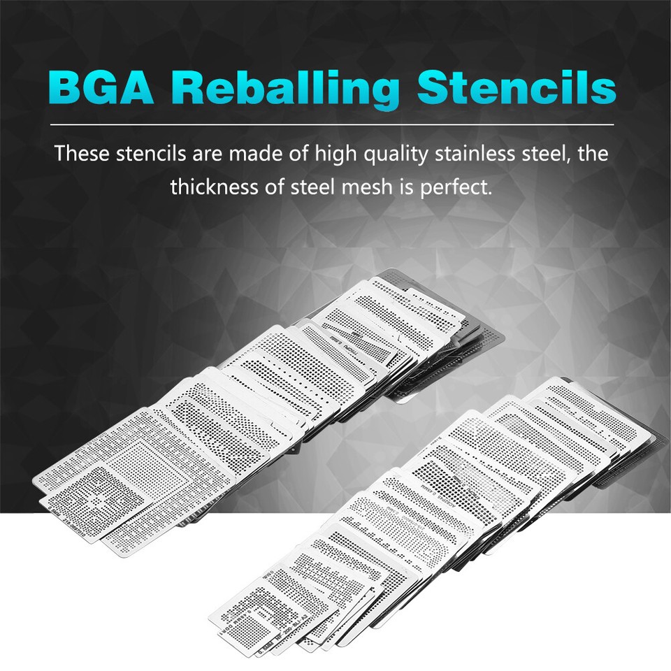 130pcs BGA Rework Net High Quality Reballing Stencils For BGA Chips DEK ...