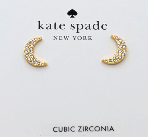 Kate Spade NY "You're a Gem" Pavé Crescent Moon Stud Earrings in Clear ...