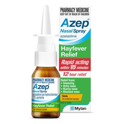 Azep Hayfever Relief 5mL Nasal Spray 35 Doses 12 Hour Relief Azelastine ...