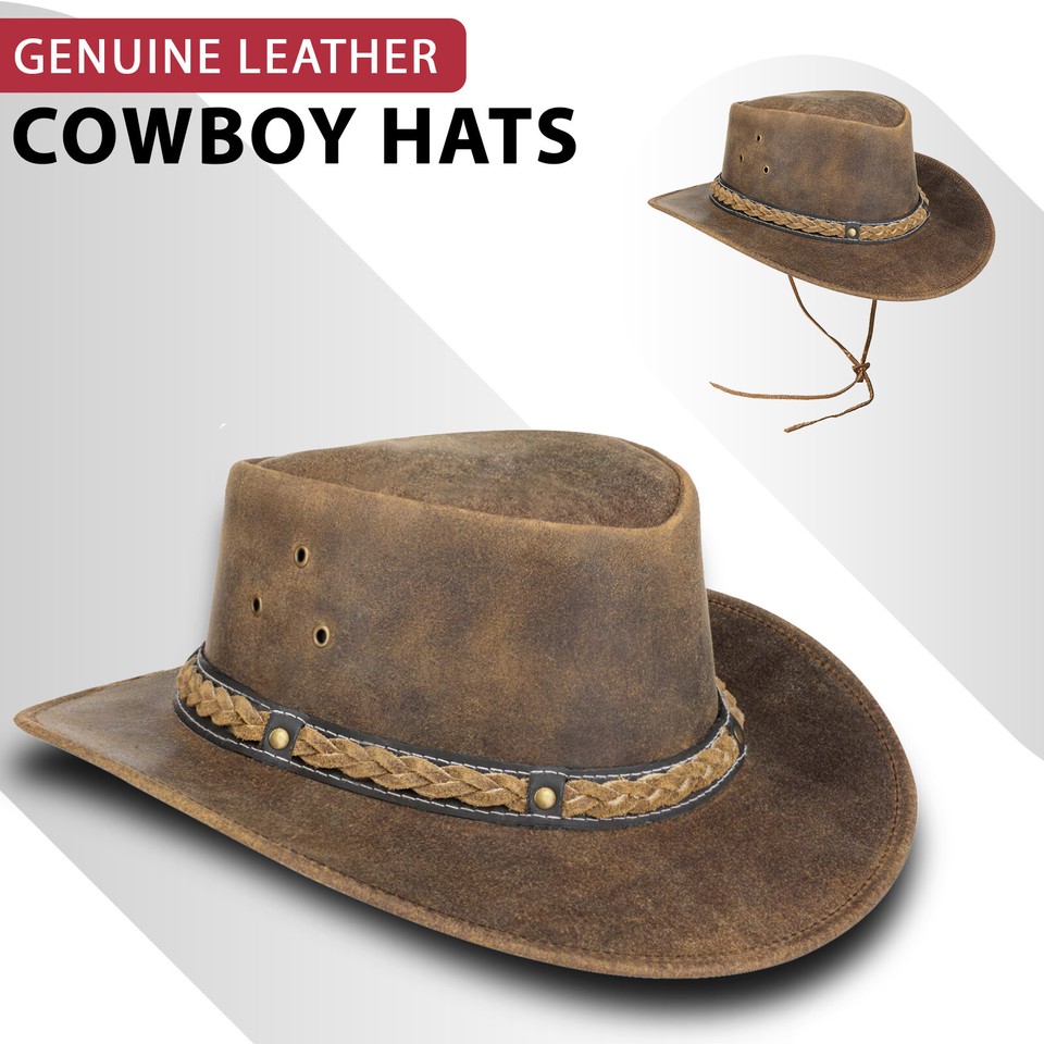 Real Leather Cowboy Aussie Style Australian Western Bush Crazy Horse ...