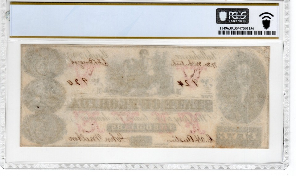 FL-21 CR-16 1863 $5 Florida Paper Money - PCGS-B Choice Very Fine 35 ...