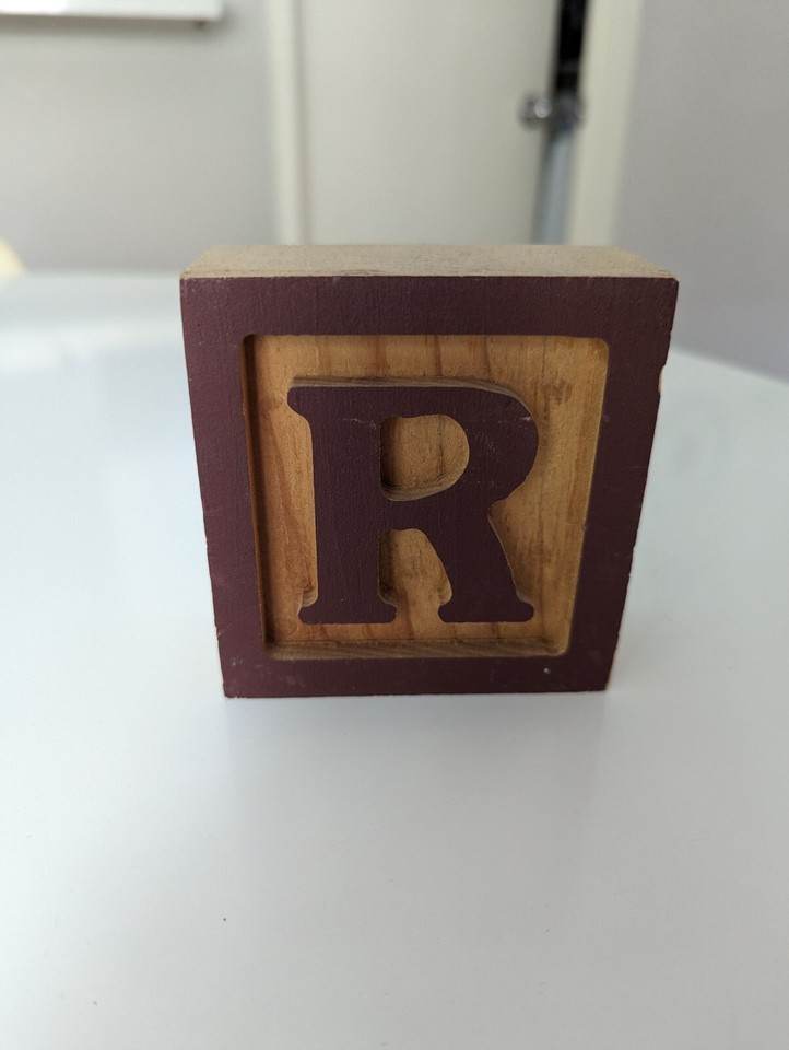 Wooden Alphabet Block R Decorating Crafts 3.5 Inch Wood Home Decor ...