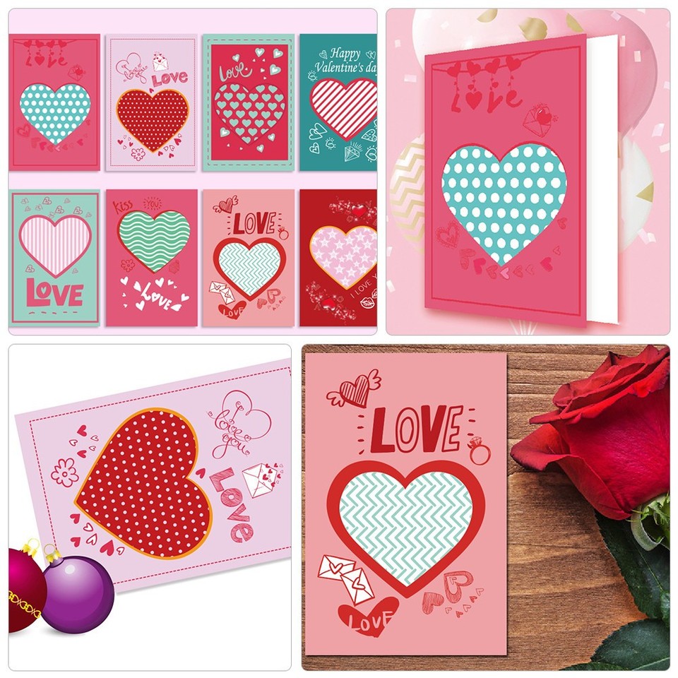 8 Pcs Heart Note Cards Valentine's Day Blank Greeting Gift Memos | eBay UK