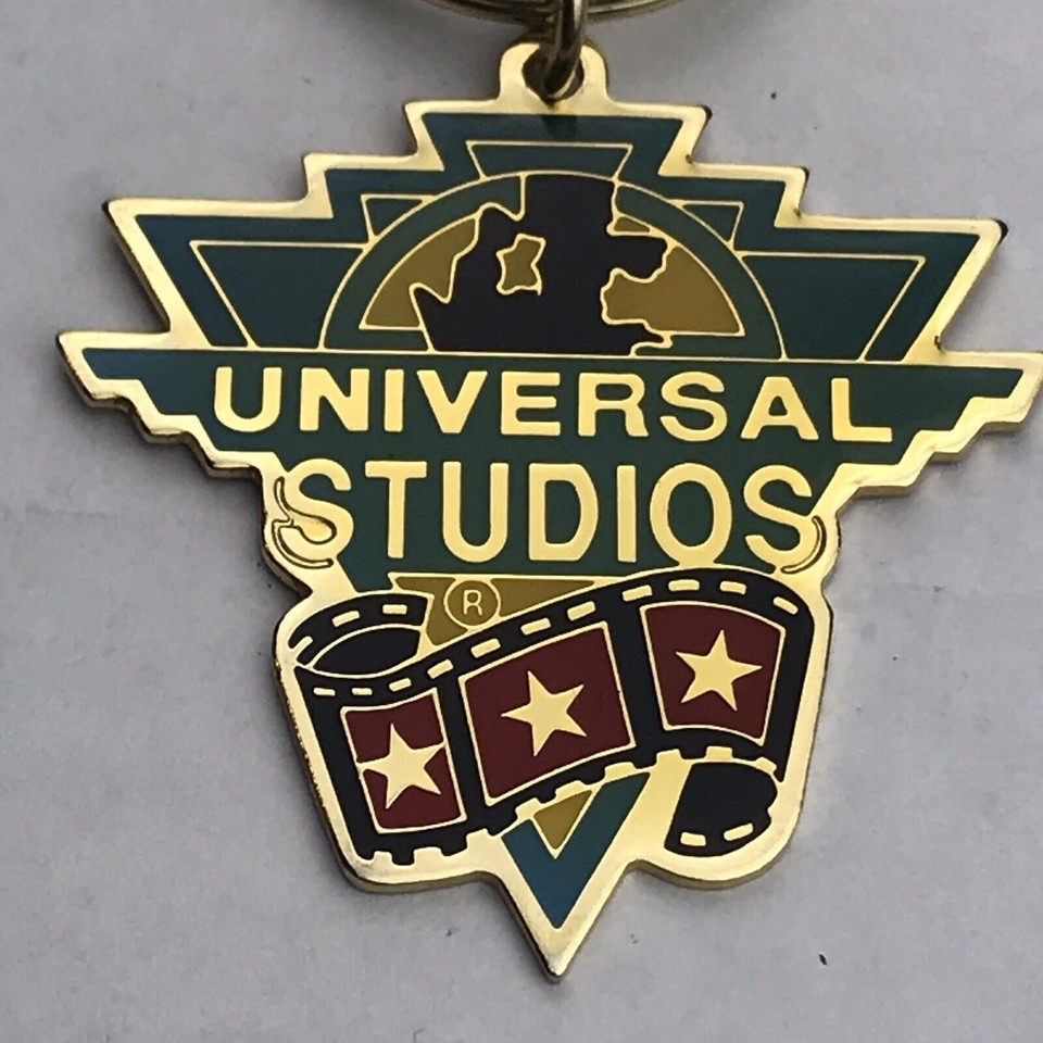 Universal Studios Gold Tone Keychain Key Fob Ring Souvenir Globe Logo ...
