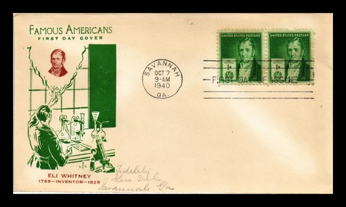 US COVER ELI WHITNEY FAMOUS AMERICANS FDC SCOTT 889 PAIR | eBay