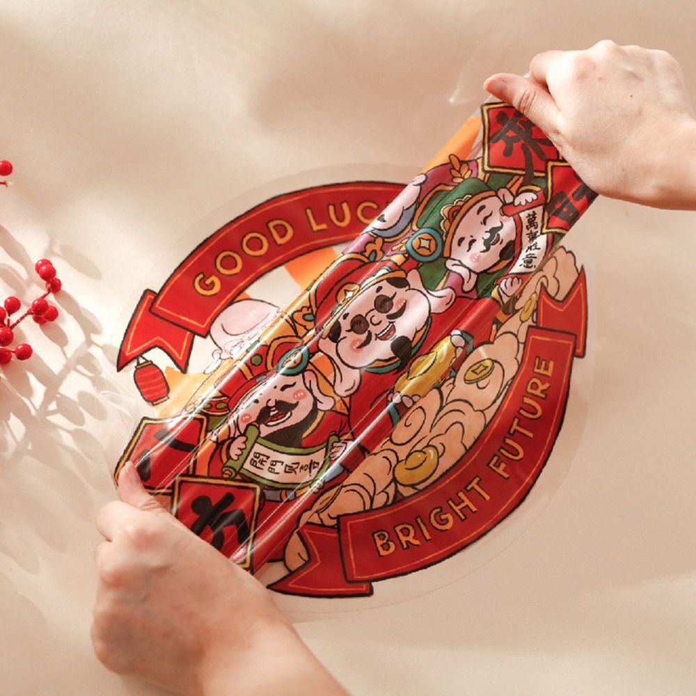 Cartoon Window Decals Chinese God Of Wealth Electrostatic Sticker Home ...