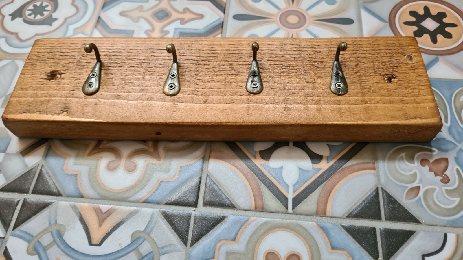 Rustic wood handmade key hooks, key holder, Key rack, hallway organiser ...