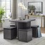 Gray Grey Wooden 5 pc Dining Set 4 Storage Stools Table Kitchen Nook ...