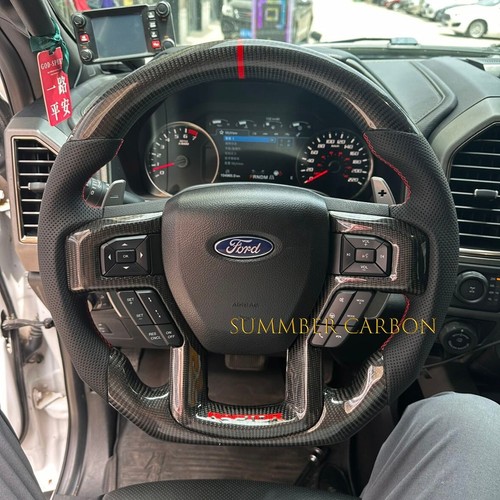 Real Carbon Fiber Steering Wheel Fit Ford F150 Raptor w/Heated w/Trim ...