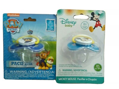 2 Disney Baby Mickey Mouse Nickelodeon Paw Patrol Pacifiers & Chupon ...