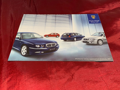 Price List: Rover Range - January 2004 (CityRover, Streetwise, 25, 45 ...