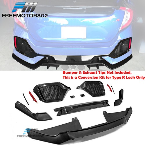 Fits 17-21 Honda Civic Hatchback Type R Look Conversion PP Rear Bumper ...