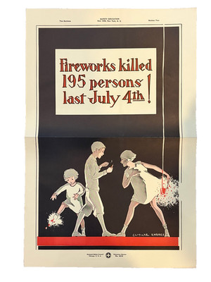 1929 Fireworks Safety Poster National Safety Council July 4th Clotilde ...