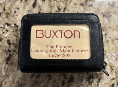 Vtg. Buxton Genuine Leather 11 Slot Card holder Wallet Id Card 3" x 4 ...