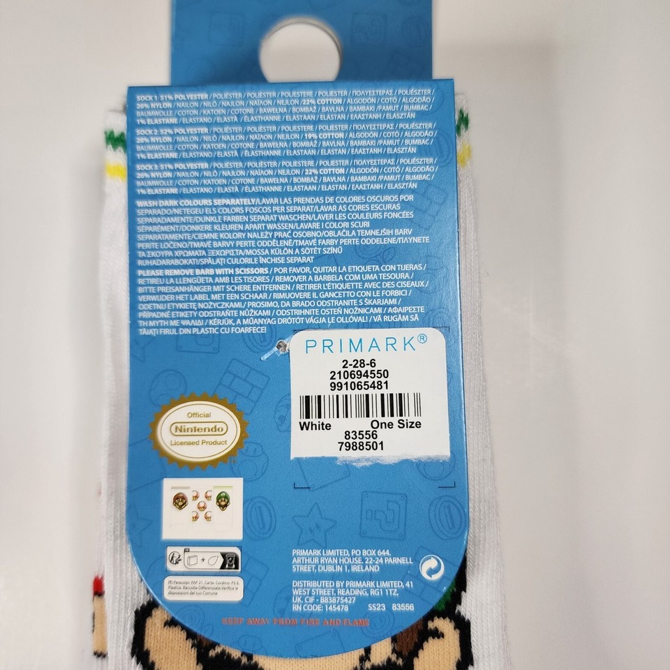 Primark Mario Luigi Socks Set US6-10 Mushroom Nintendo Bros New | eBay