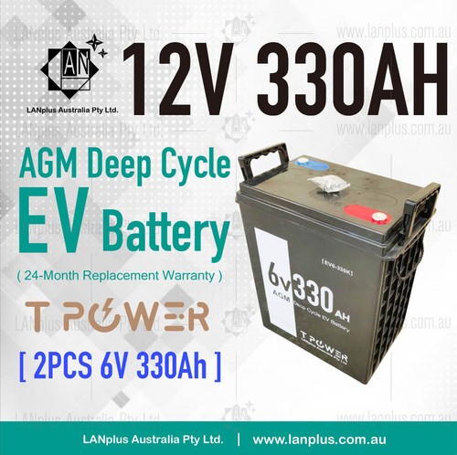 12V 330AH AGM Deep Cycle Battery Golf Cart Solar Camper 2x 6v 330 300AH ...