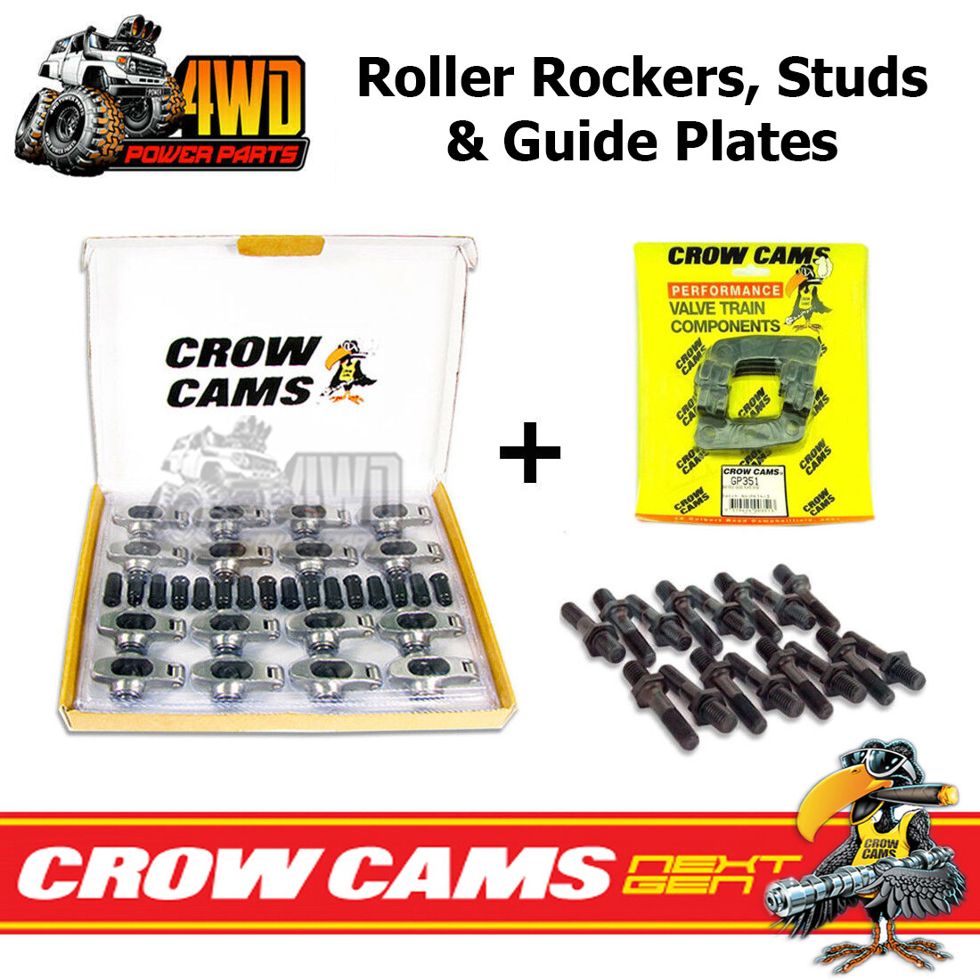 Crow Cams Roller Rockers, Studs & Guide Plates Kit for Ford Cleveland ...