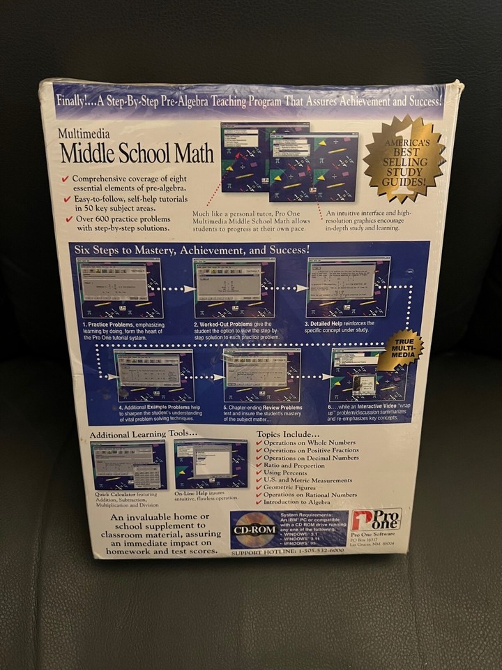 Pro One Multimedia Middle School Math CD-ROM New Sealed 720286921058 | eBay