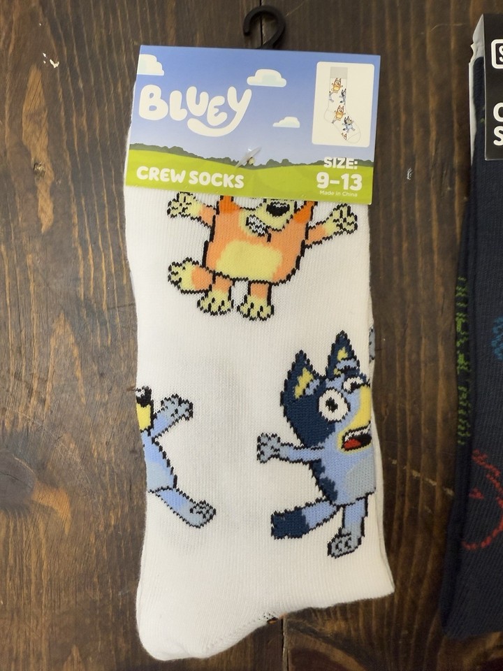 Lot 2 Stocking Stuffer Novelty Socks Size 9-13 Bluey Cookie Monster ...