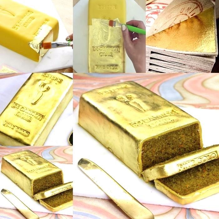 DECORATE CAKE FOOD 50 pcs 24K EDIBLE PURE GOLD LEAF 3.5x3.5cm ARTIST ...