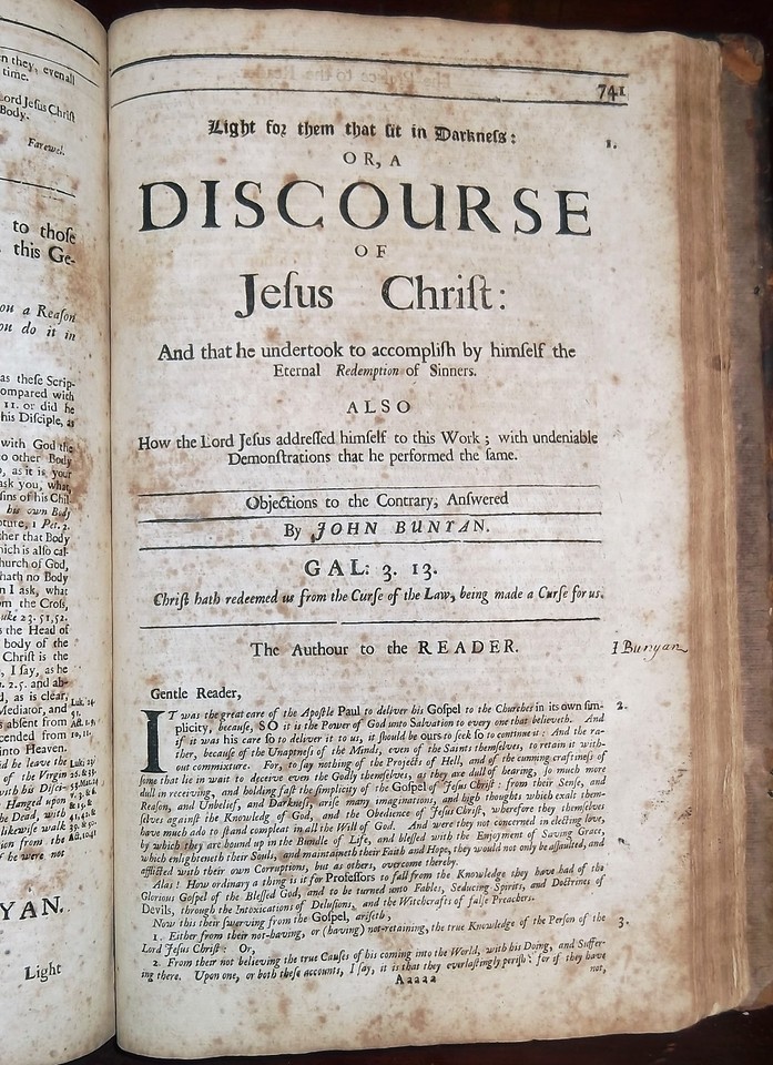 1692 Antique THE WORKS OF JOHN BUNYAN+MAP Bible Pilgrim's Progress ...
