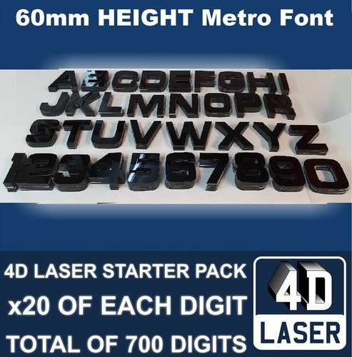 4D Ireland Irish 60mm High METRO FONT Number Plate Letters Digits ...