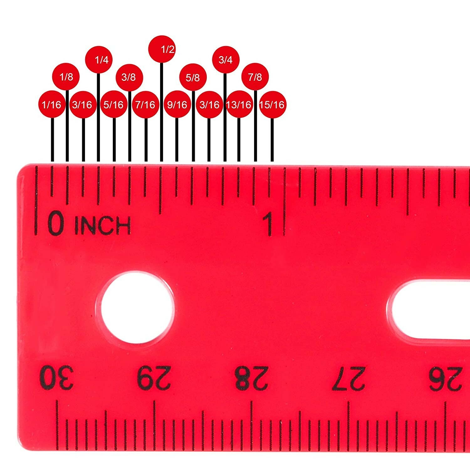 12 Pack of Plastic Rulers with 3 Ring Binder Holes Assorted Colors | eBay