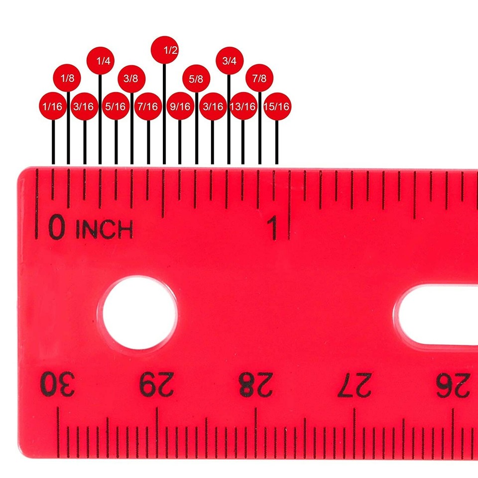 12 Pack of Plastic Rulers with 3 Ring Binder Holes Assorted Colors | eBay