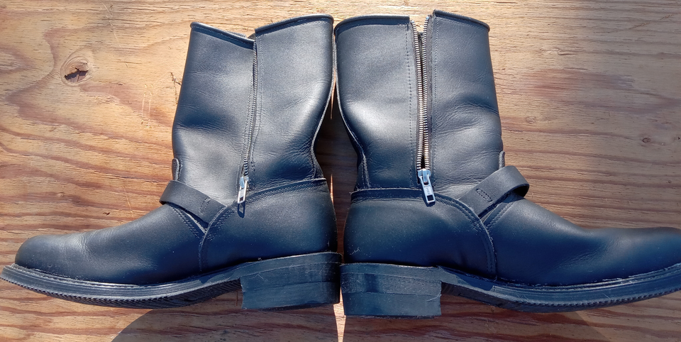 CAROLINA Engineer Boots 11.5 FULL SIDE ZIPPER USA Made Black Leather ...