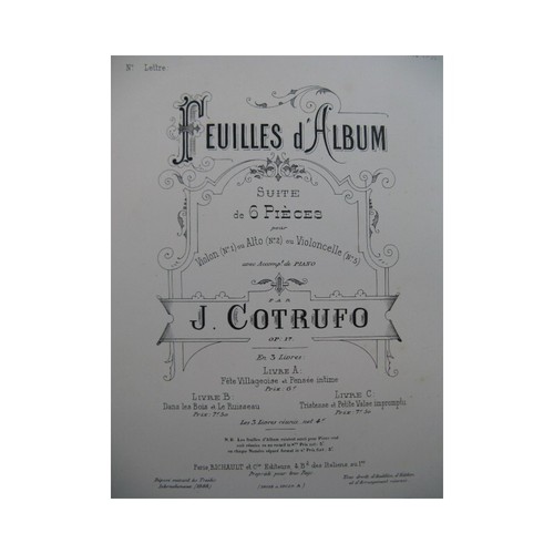 COTRUFO J. Feuilles d'Album Violon Piano 1888 | eBay