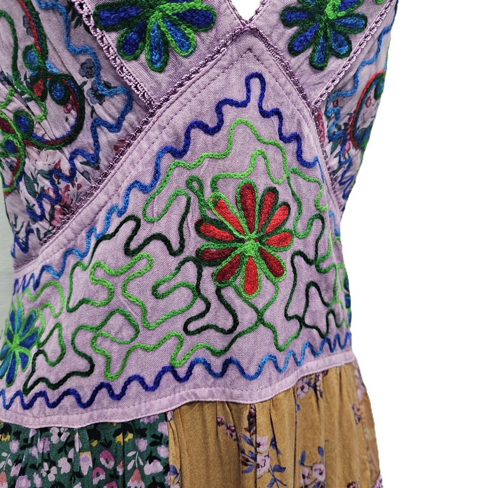 Plus Size Patchwork Dress Maxi Boho Hippy Festival Hand Embroidered 18 ...
