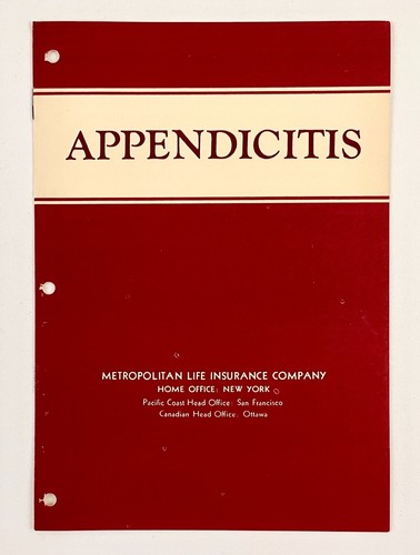 1930s Appendicitis Appendix Facts Patient Safety VTG Booklet ...