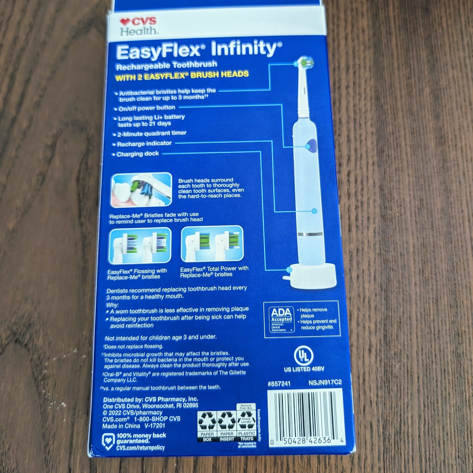 NEW CVS Easy Flex Infinity Rechargeable Toothbrush With 2 EasyFlex ...