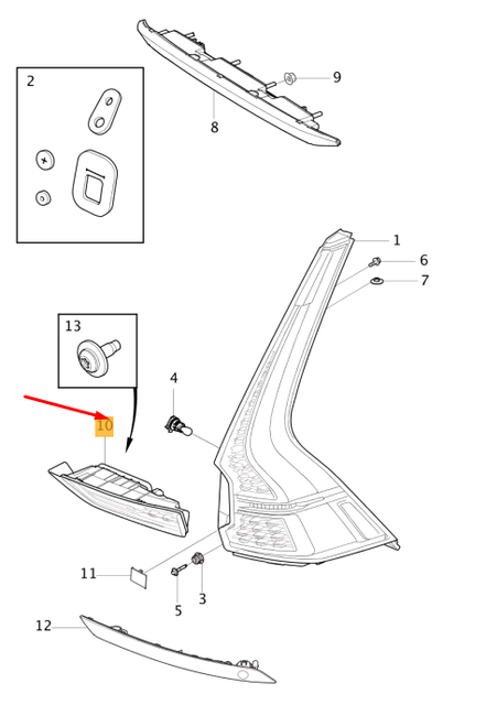 VOLVO XC60 MK2 Rear Inner Left Side Taillight 31689693 GENUINE for sale ...