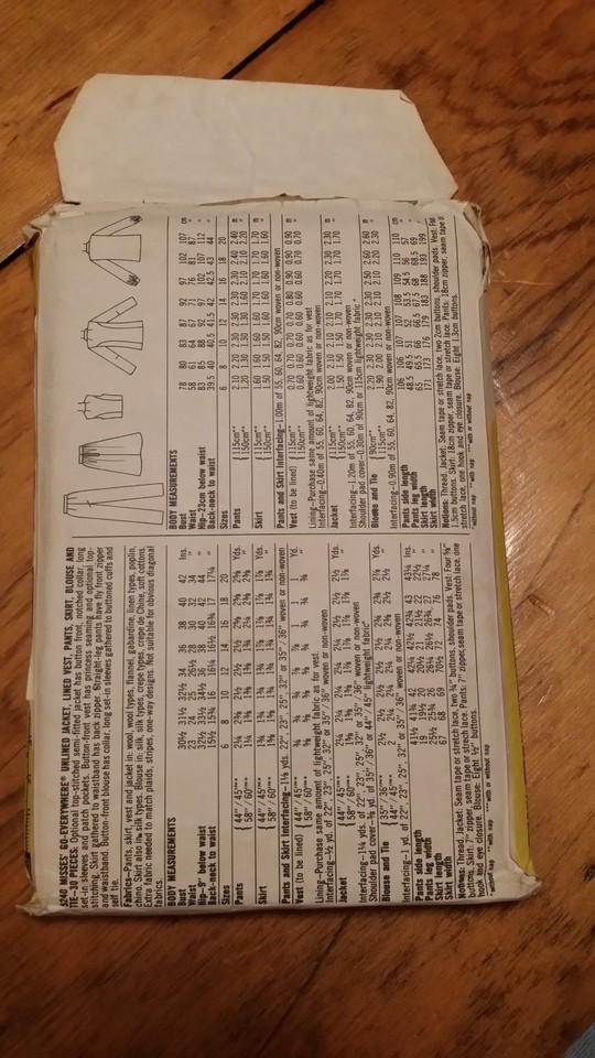 VINTAGE SIMPLICITY LADIES SKIT PANTS COAT PATTERN 5240 SIZE 14 FREE ...