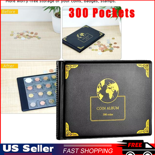 Coin Collection Holder Book Album For Collectors 300 Pockets Storage ...