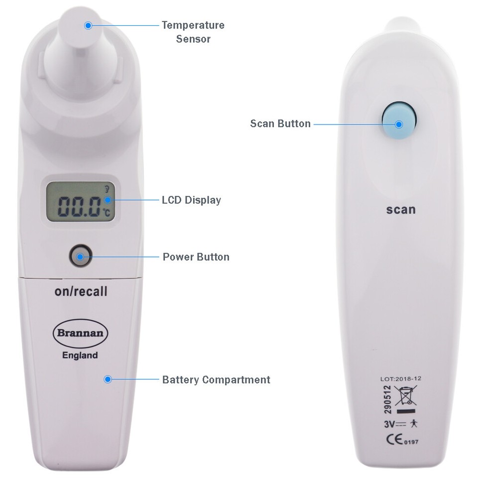 Ear Thermometer & 20 Probe Covers - Baby Child Adult Temperature | eBay UK