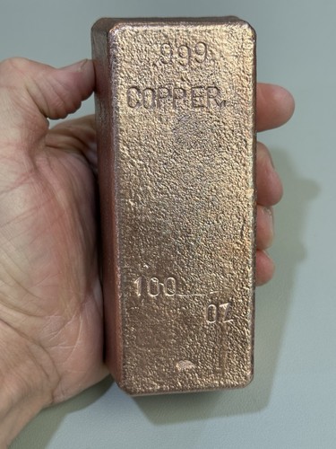 100 Oz Solid .999 Hand Poured Copper Bar | eBay