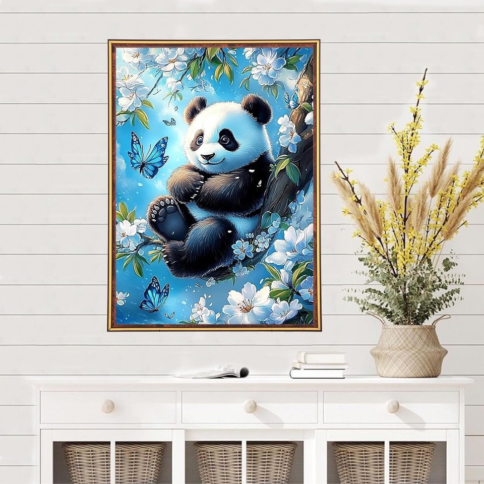 Panda Diamond Painting Kits for Adults, 5D Flowers Panda Diamond Art ...