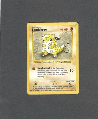 Sandshrew Base Set Shadowless 62/102 Rare Pokemon Card Vintage | eBay