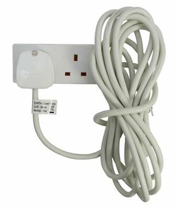 2-Gang Extension Trailing Lead White Multi Plug Power Cable 5meter UK ...
