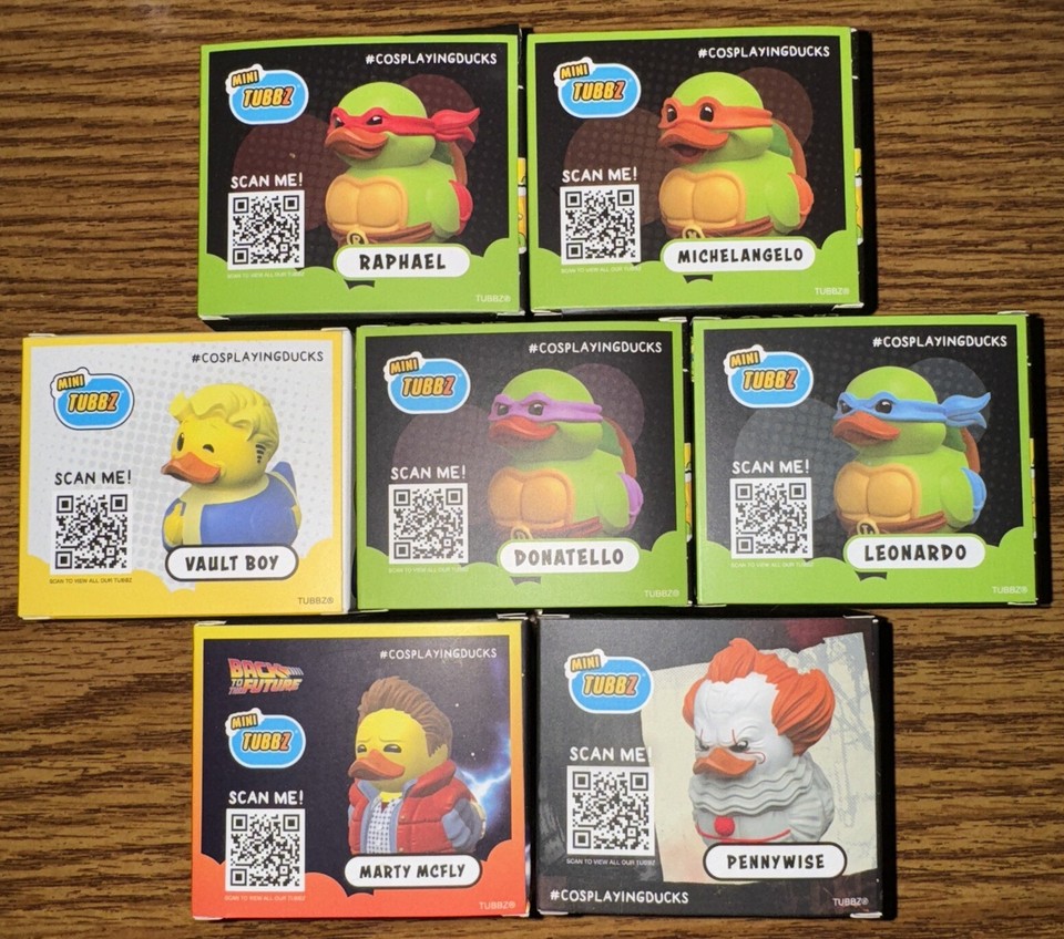 MINI TUBBZ COSPLAYING DUCKS COLLECTIBLE RUBBER FALLOUT NINJA TURTLE IT ...