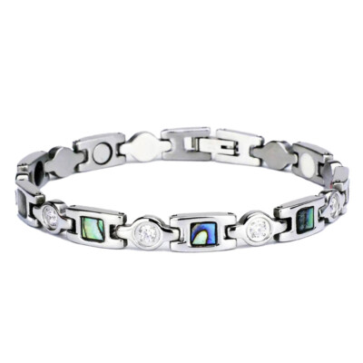 Magnetic Healing Bracelet with Faux Gemstone Inlay – 19cm Zinc Alloy ...
