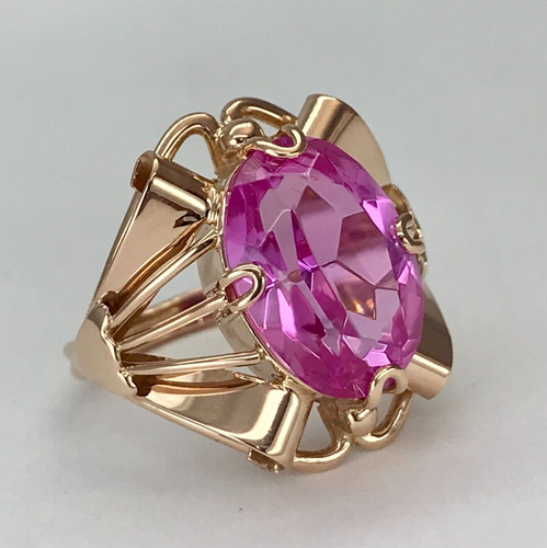Chic Vintage Original Soviet Rose Gold 583 14k Ring With Amethyst USSR ...