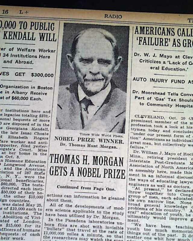 Thomas Hunt Morgan Nobel Prize