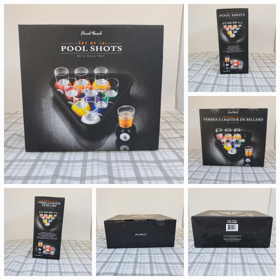 Final Touch Pool Shots 10 1oz Multi-Colored Billiard Ball Shot Glasses ...