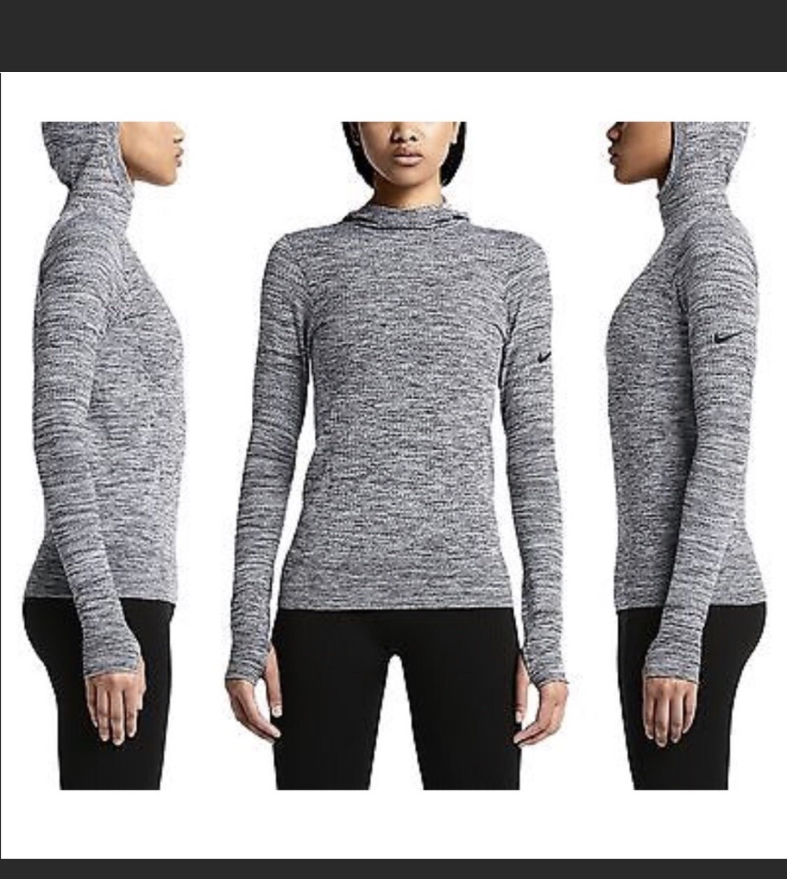 Women’s Nike Pro Hyperwarm Limitless Hoodie Long Sleeve Top Size M Grey ...