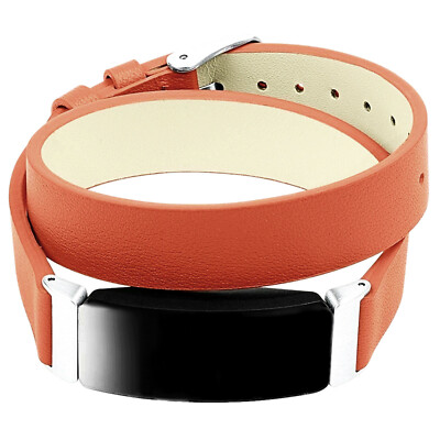 Orange Twice Wrap Leather Band Strap for Fitbit Inspire, HR & Inspire 2 ...