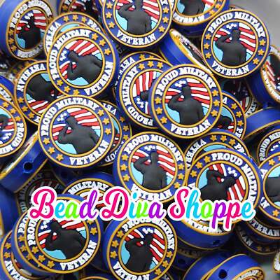 Set of 2 - 26mm - MILITARY VETERAN - FocaL Beads - for Diy - Craft ...